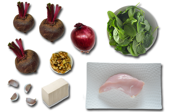 Roast Chicken & Beetroot with Baby Spinach, Walnut and Fetta Salad ...